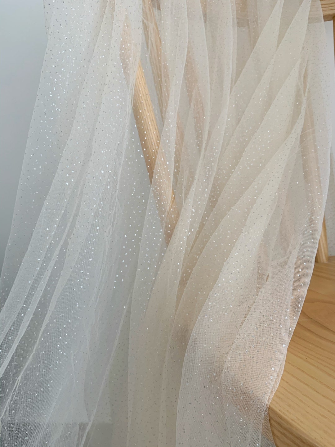 Ivory Beige Tulle Fabric With Glitters Shimmer for Dress, Costume ...