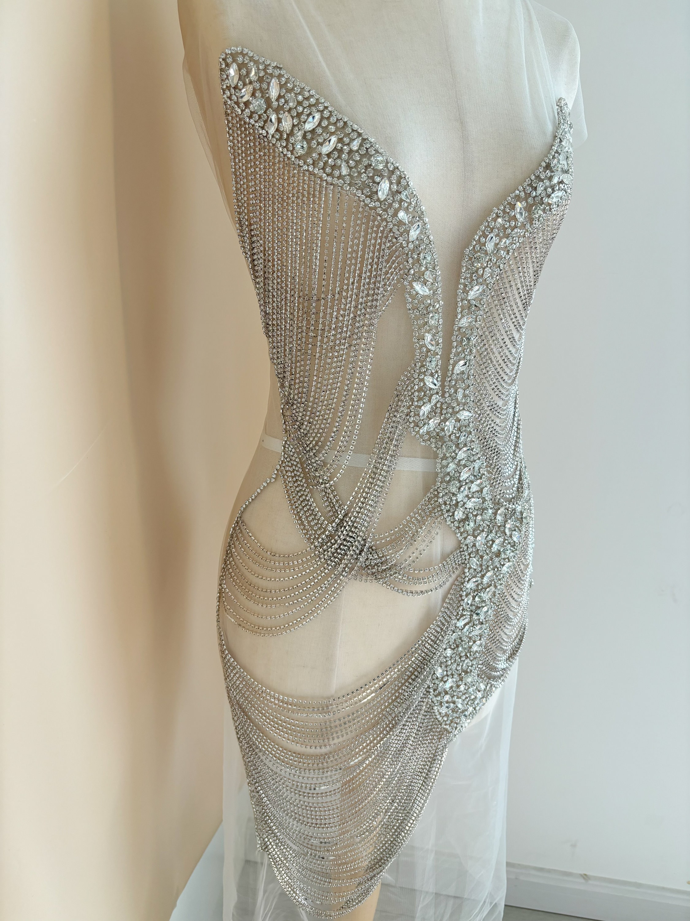 Dress rhinestone body chain store