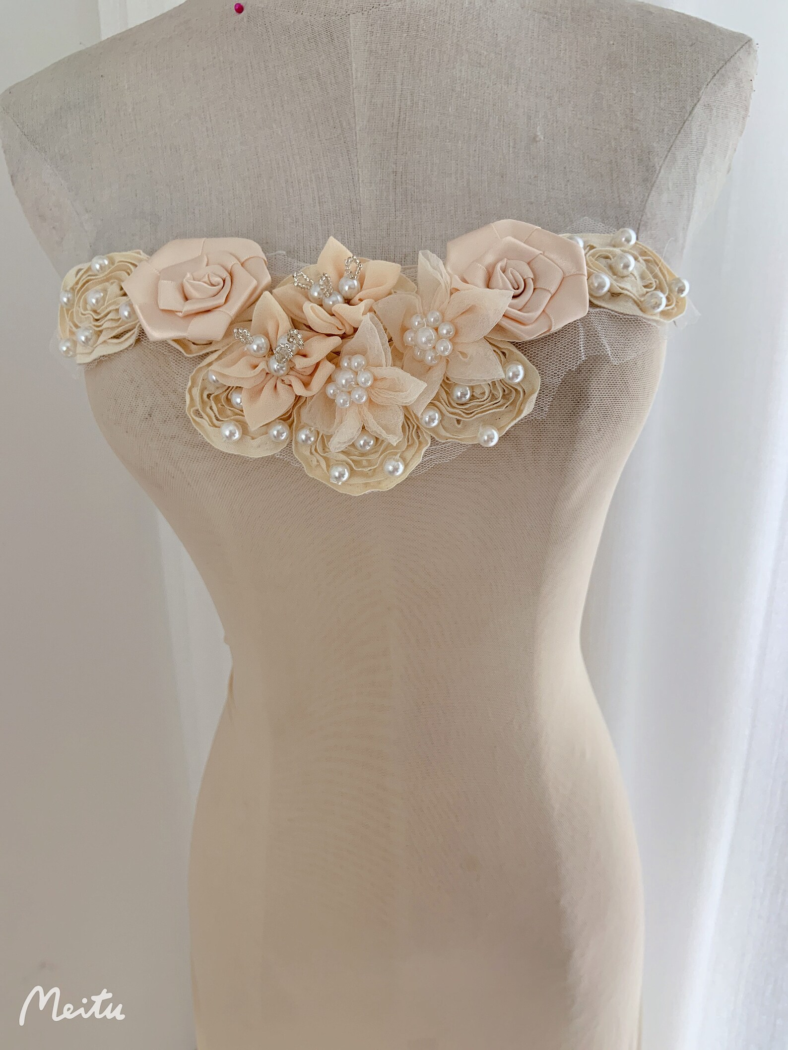 3D Hand Crafted Applique With Flowers Handmade Rosette Fabric - Etsy