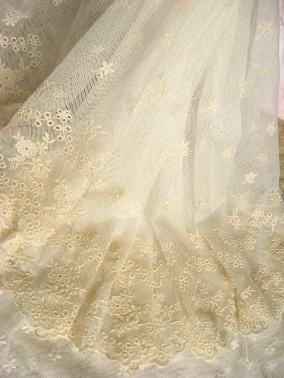 Cream Lace Trim Embroidered Tulle Lace Trim Cotton Lace | Etsy