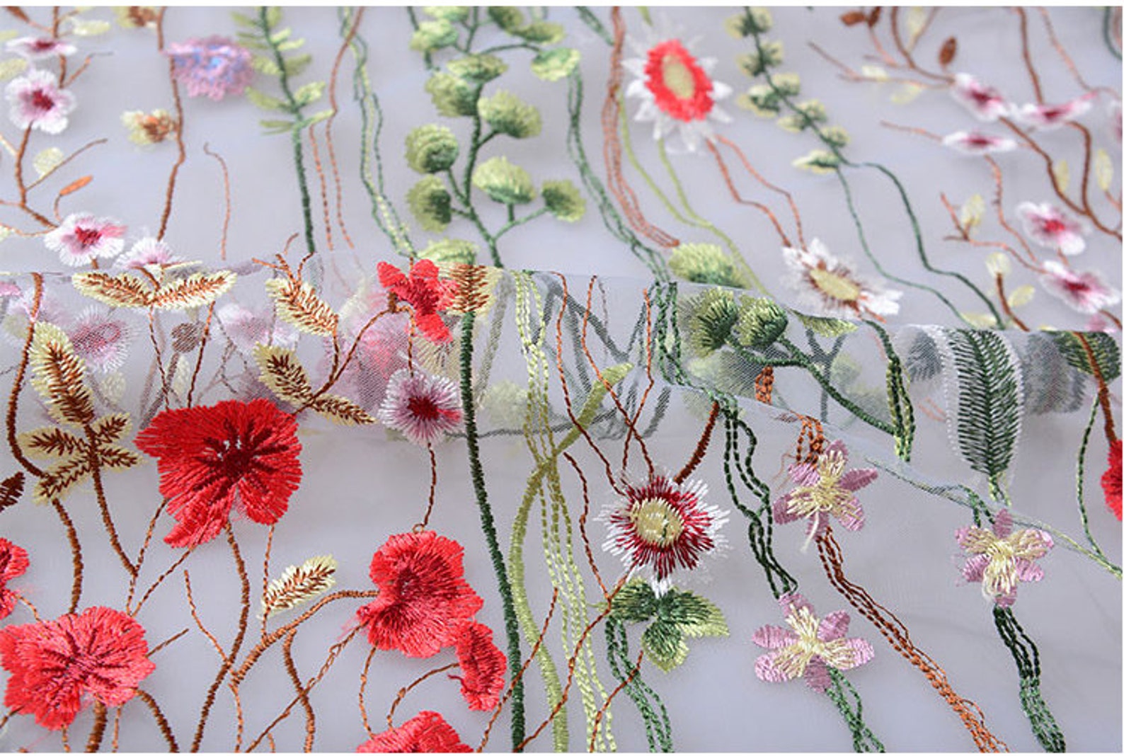 Heavy Embroidered Lace Fabric Lace Fabric With Multi-color - Etsy