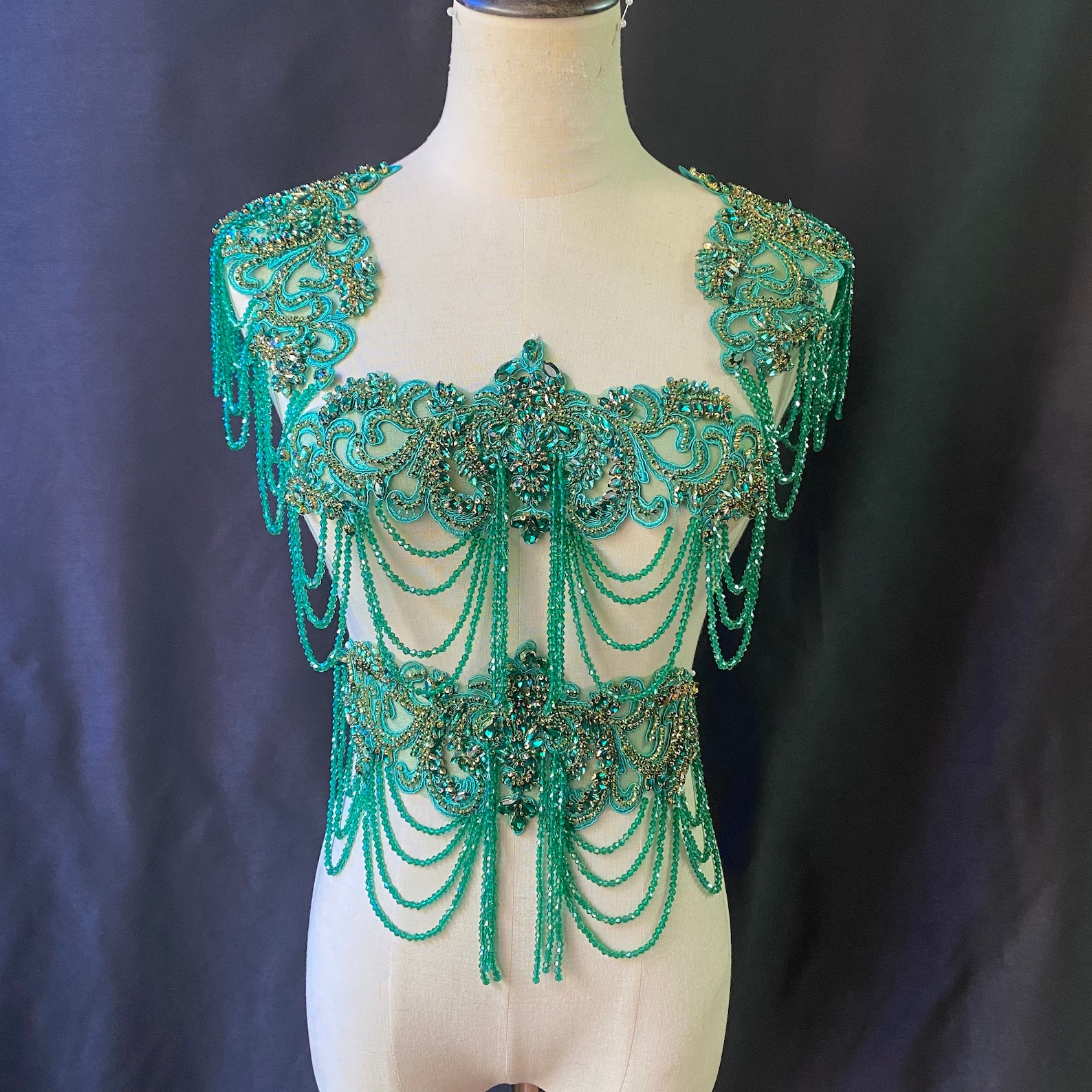 Rhinestone Applique for Bridal Cape Body Jewelry With Fringe - Etsy