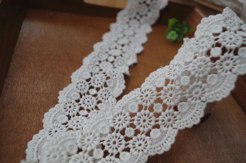 Off White Cotton Lace Trim Cotton Crocheted Lace Trim | Etsy