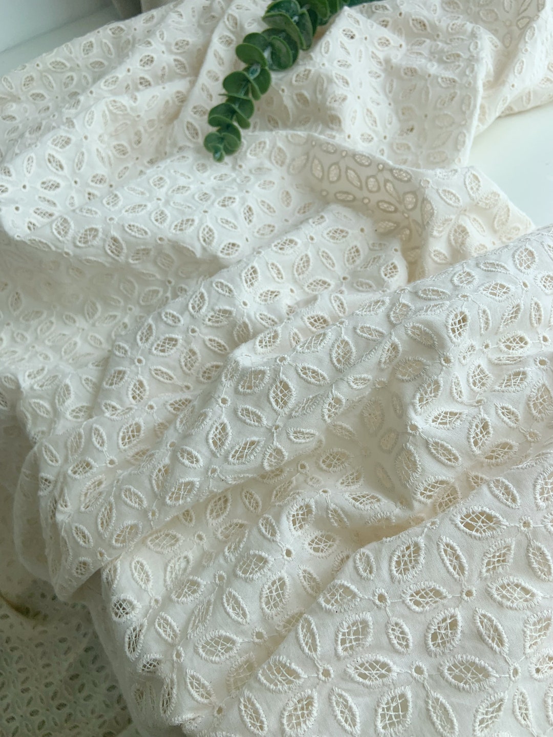 Cotton Eyelet Lace Fabric With Flowers Cotton Embroidered Lace Fabric ...
