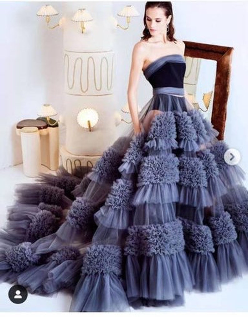 Puffy Dust Blue Ruffle Fabric for Cake Dress Soft Tulle - Etsy