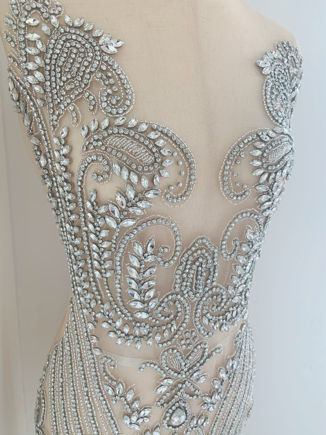 Big Rhinestone Appliqué, Rhinestone Bodice Applique, Crystal Bodice ...