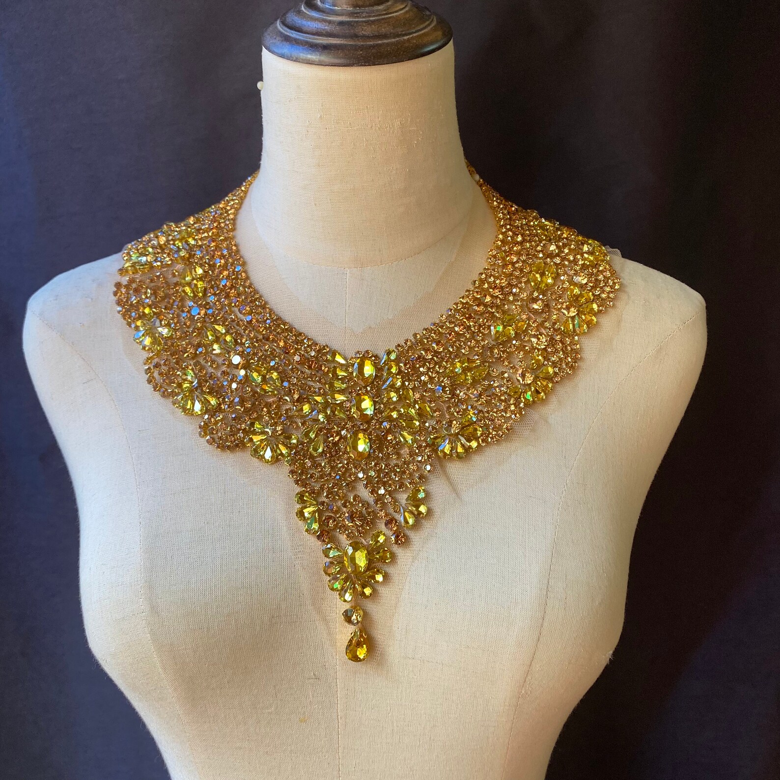 Rhinestone Bead Collar Rhinestone Necklace Applique - Etsy