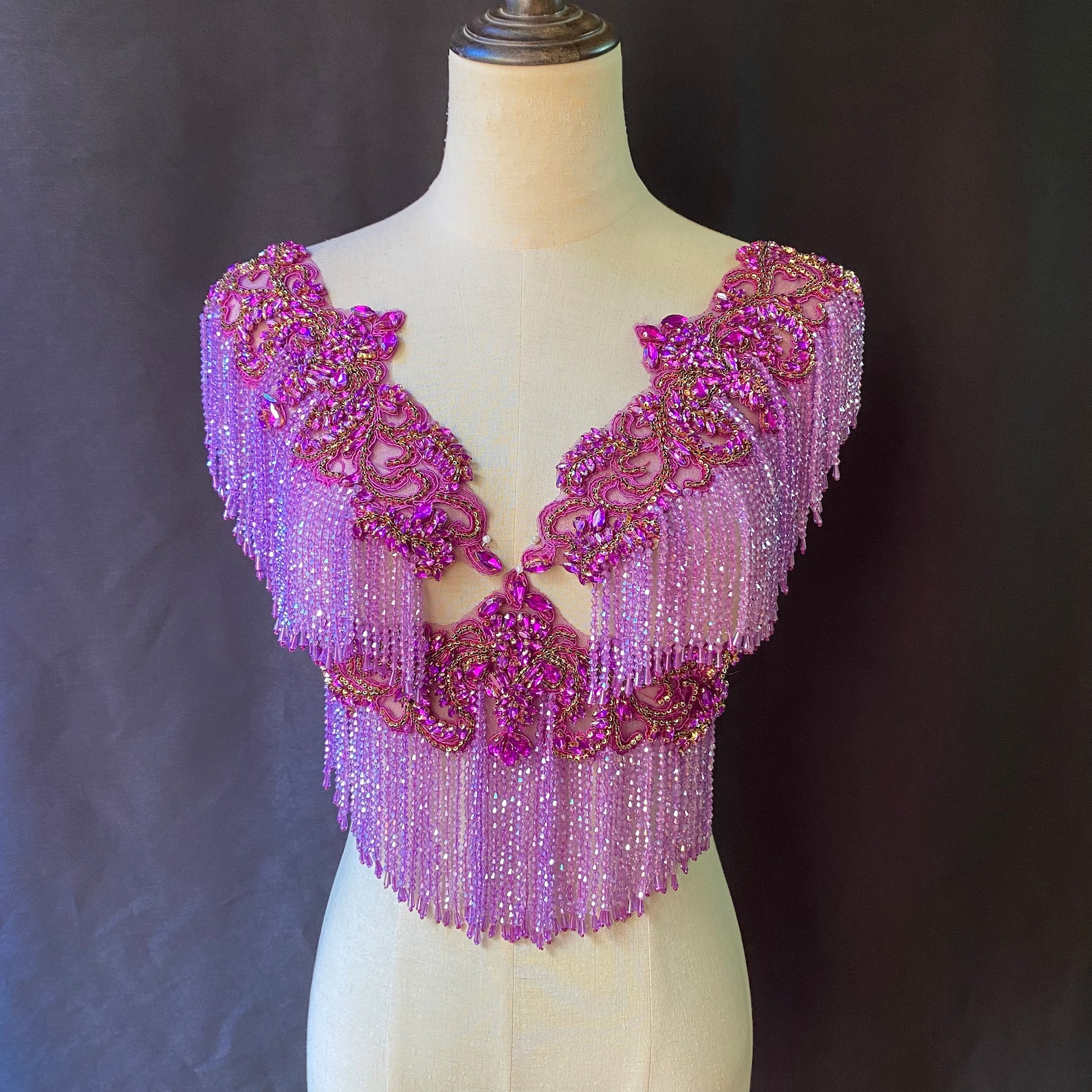 Pink Rhinestone Applique With Crystal Fringe for Party Dress - Etsy