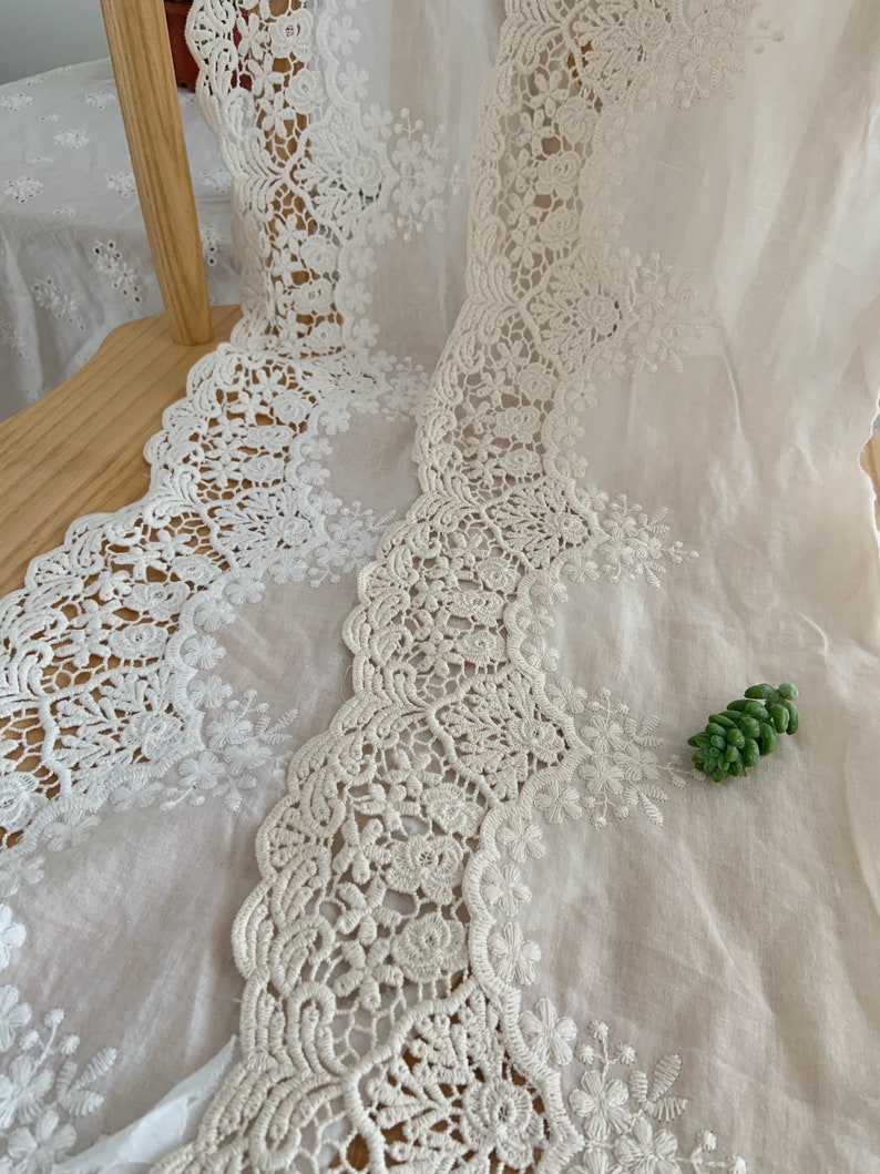 Natural Cotton Lace Trim Embroidered Eyelet Lace Trim Cotton - Etsy