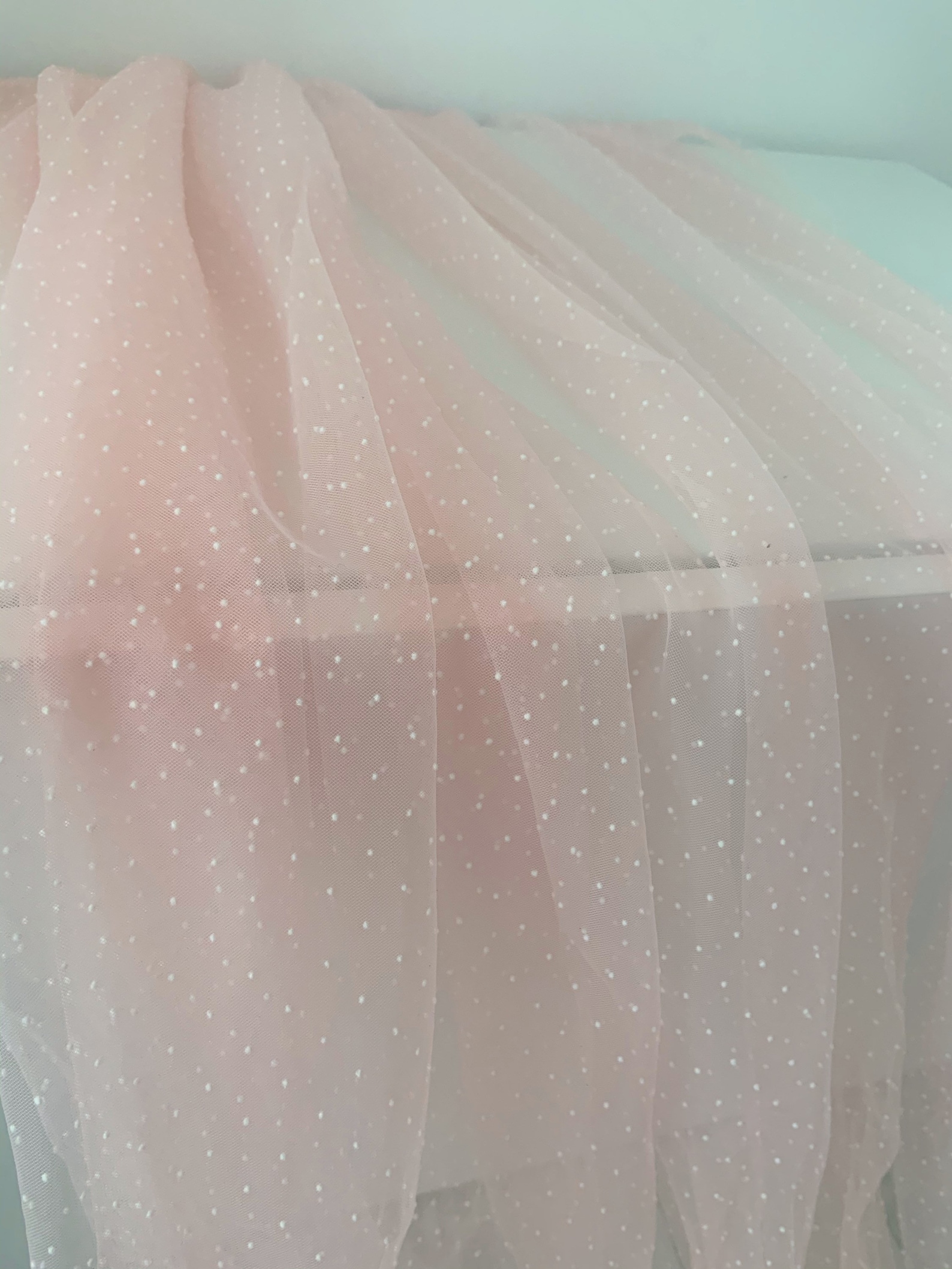 Light Pink Tulle Fabric With Tiny Velvet Dots Sheer Tulle | Etsy