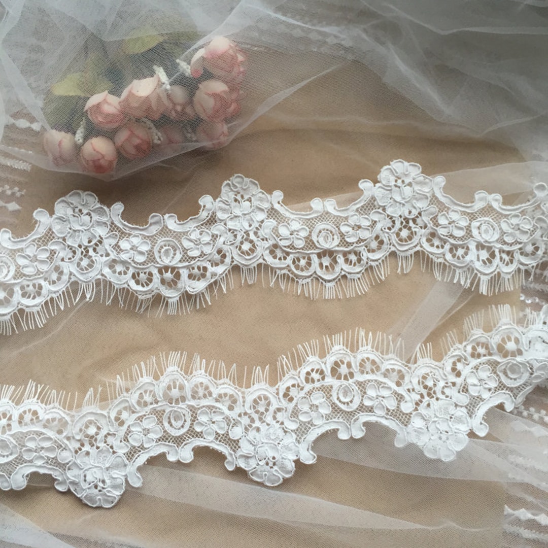 3 Meters Cord Lace Trim With Fringe, Alencon Lace Trim With Eyelash ...