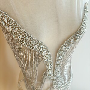 Silver Rhinestone Appliqué With Chains, Rhinestone Body Jewelry ...