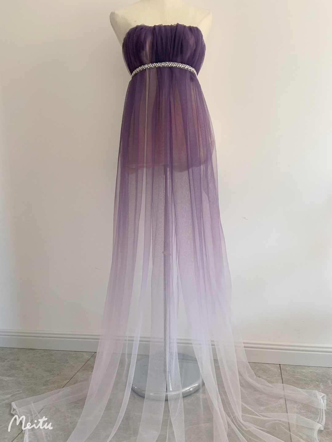 Dip Dye Tulle Fabric, Purple Tulle Fabric With Ombré Color, Ombre ...