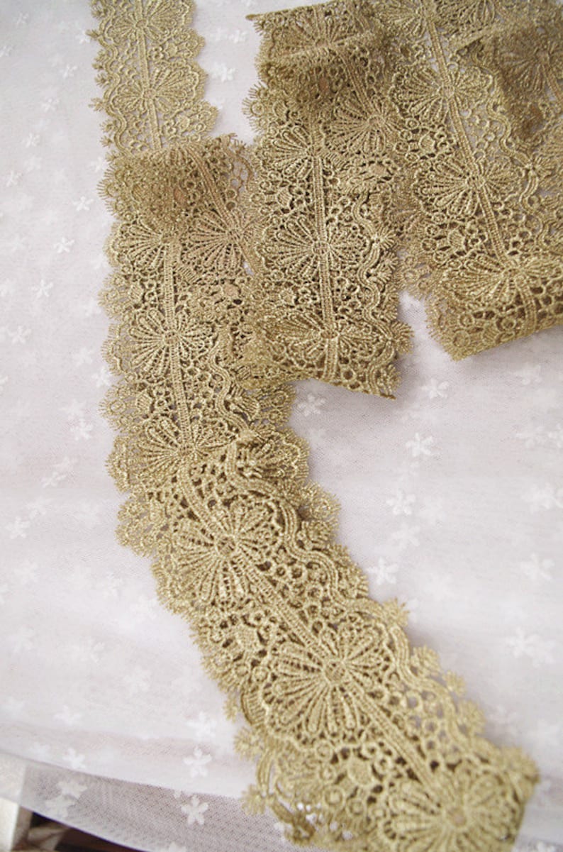 Metalic Gold Lace Trim With Retro Floral Pattern Gold - Etsy