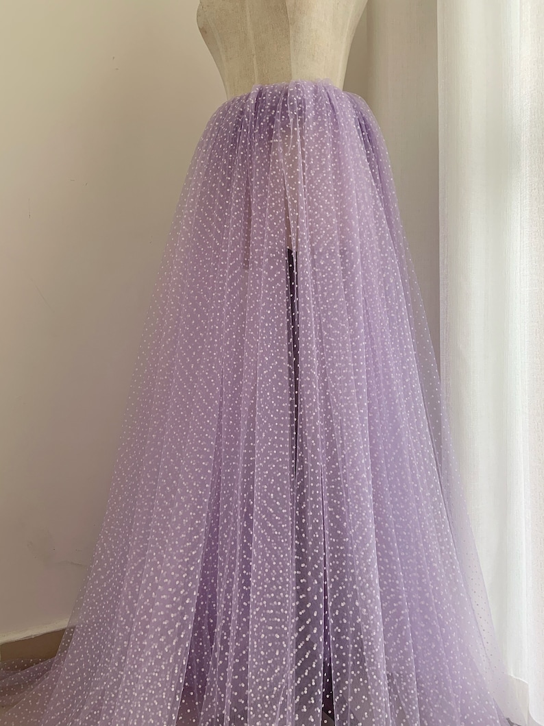 Light Purple Tulle Lace Fabric With Flocking Polka Dots - Etsy