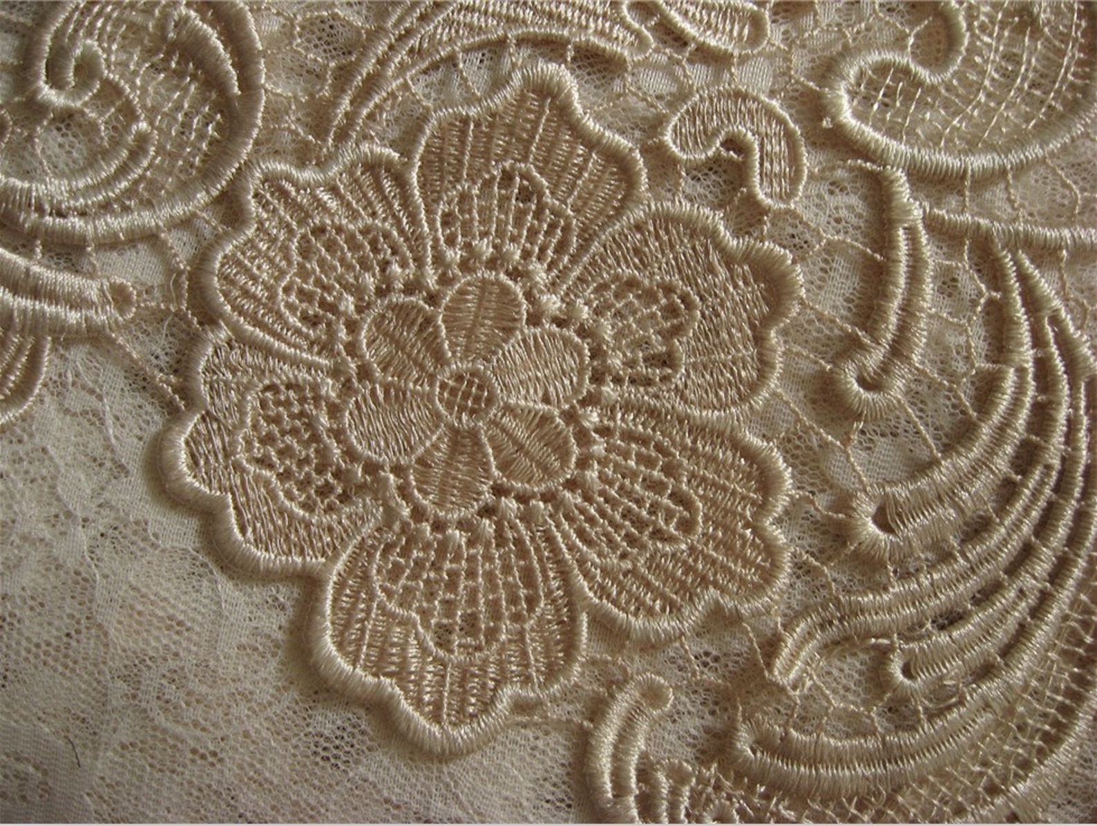 Champagne Lace Fabric Crocheted Lace Fabric Bridal Venise - Etsy