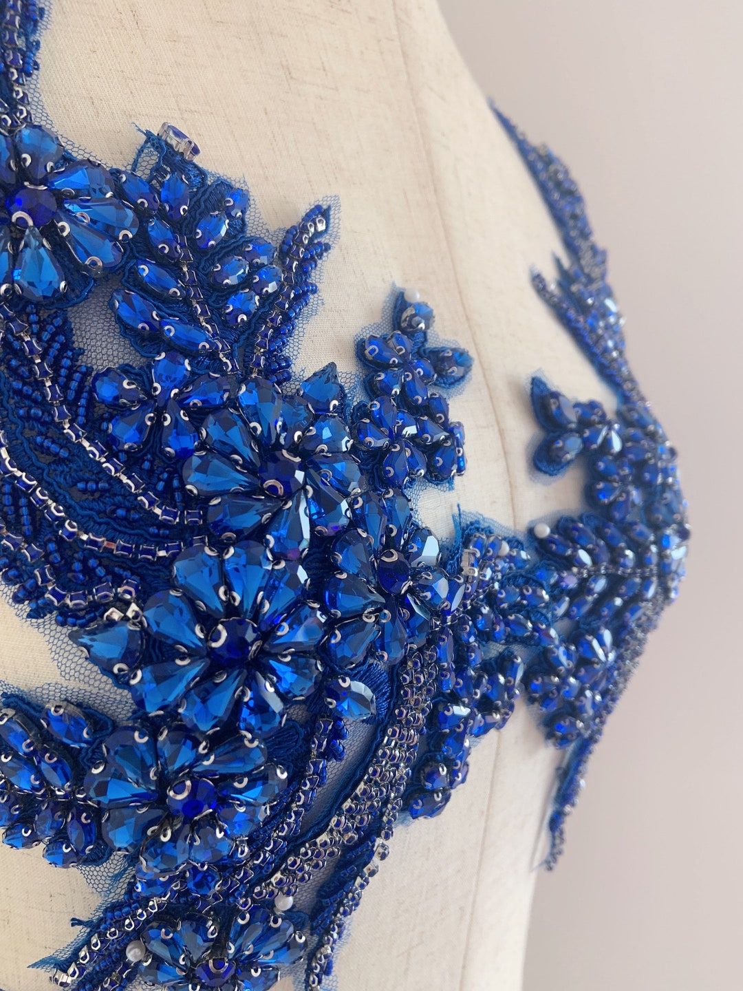 Blue Rhinestone Applique, Sparkle Crystal Applique, Crystal Bodice ...