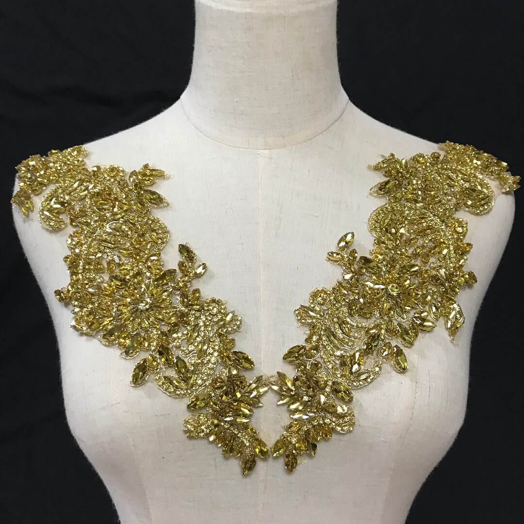 Gold Rhinestone Bead Applique Crystal Applique Crystal - Etsy