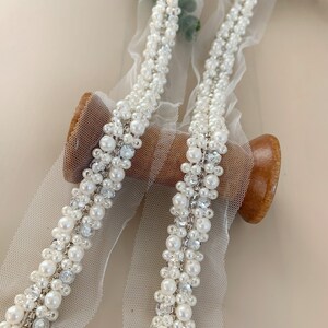 Pearl Rhinestone Bead Trim Tape for Belt, Straps, Wedding Decors, Party ...