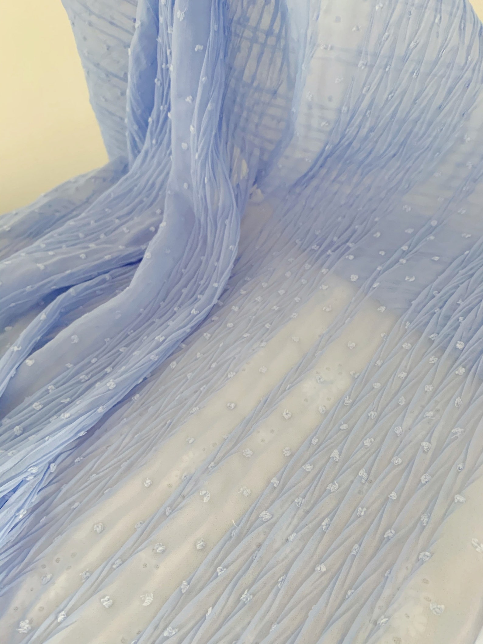 Light Blue Creased Chiffon Fabric Pleated Chiffon Fabric - Etsy