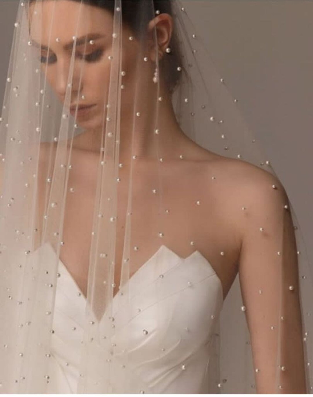 Pearl Bead Tulle Fabric, off White Tulle Lace Fabric With Pearls for ...