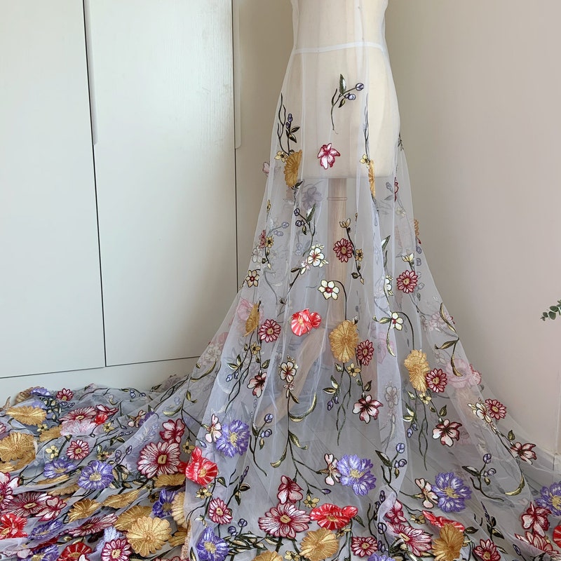 Embroidered Tulle Fabric - Etsy