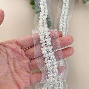 Pearl Rhinestone Bead Trim Tape for Belt, Straps, Wedding Decors, Party ...