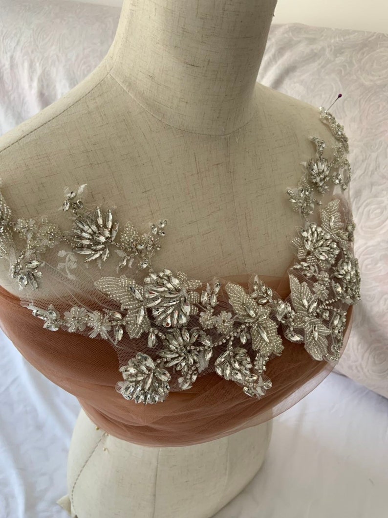 Deluxe Rhinestone Bead Applique With 3D Artificial Flower - Etsy