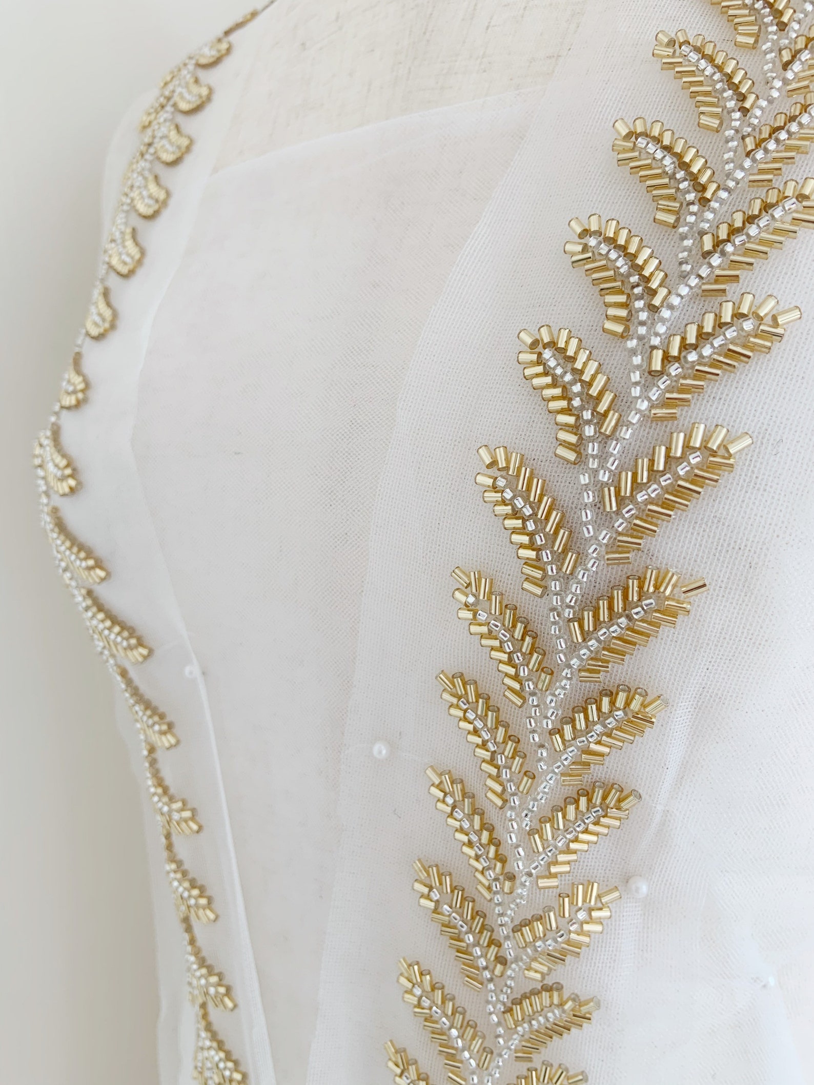 Gold Heavy Bead Trim With Leaves Bugle Bead Trim Belt for - Etsy