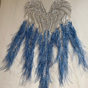 Large Rhinestone Appliqué With Ostrich Feathers, Rhinestone Dress ...
