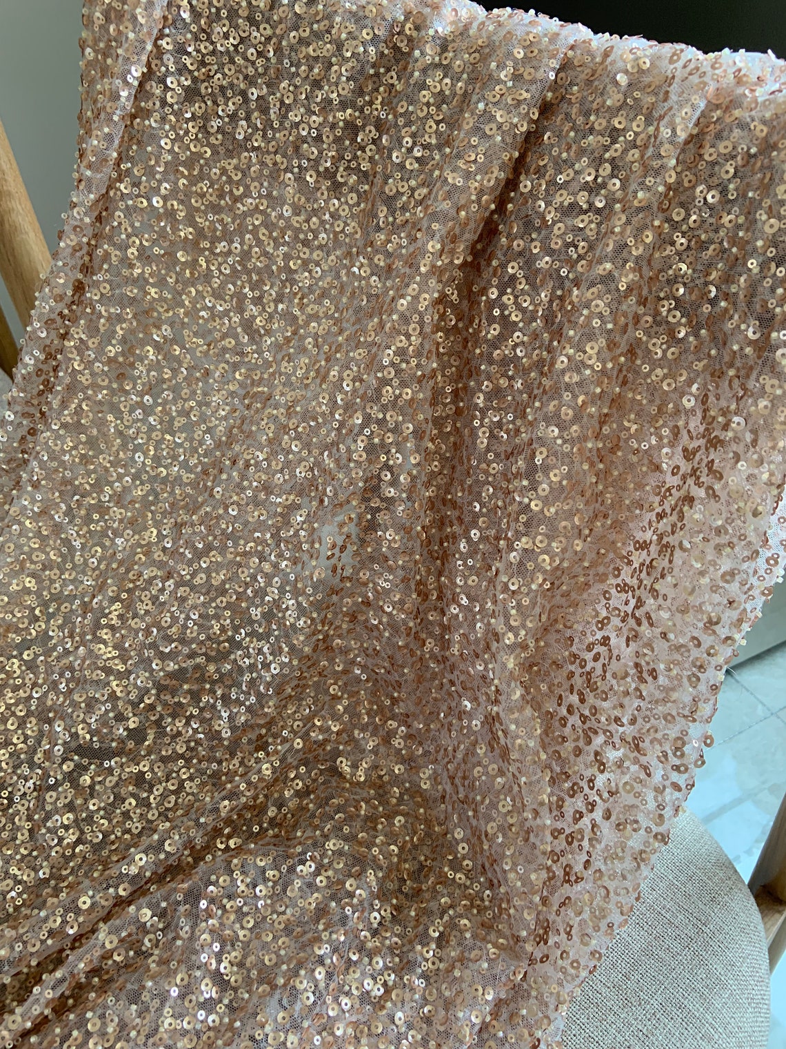 Rose gold bead lace fabric French bead lace fabric with matte | Etsy