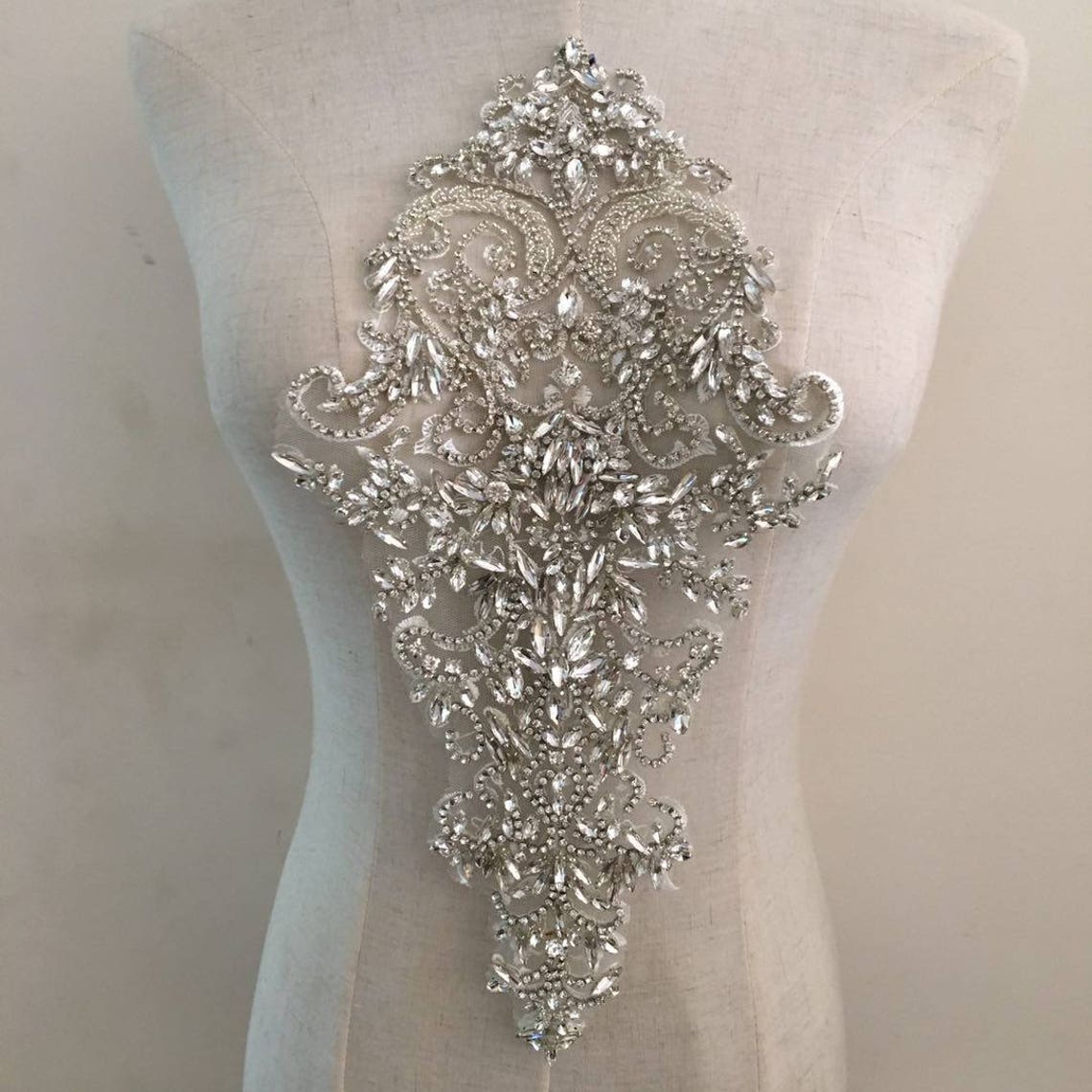 Rhinestone Bodice Applique Crystal Applique Crystal Bodice - Etsy