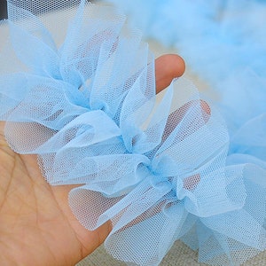 Light Pink Ruffled Tulle Trim, Frill Trim, Pleated Mesh Trim, Tutu ...