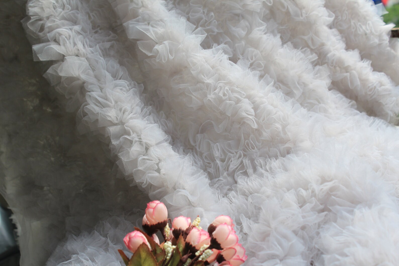 3D off White Ruffle Fabric Haute Couture Dress Fabric - Etsy