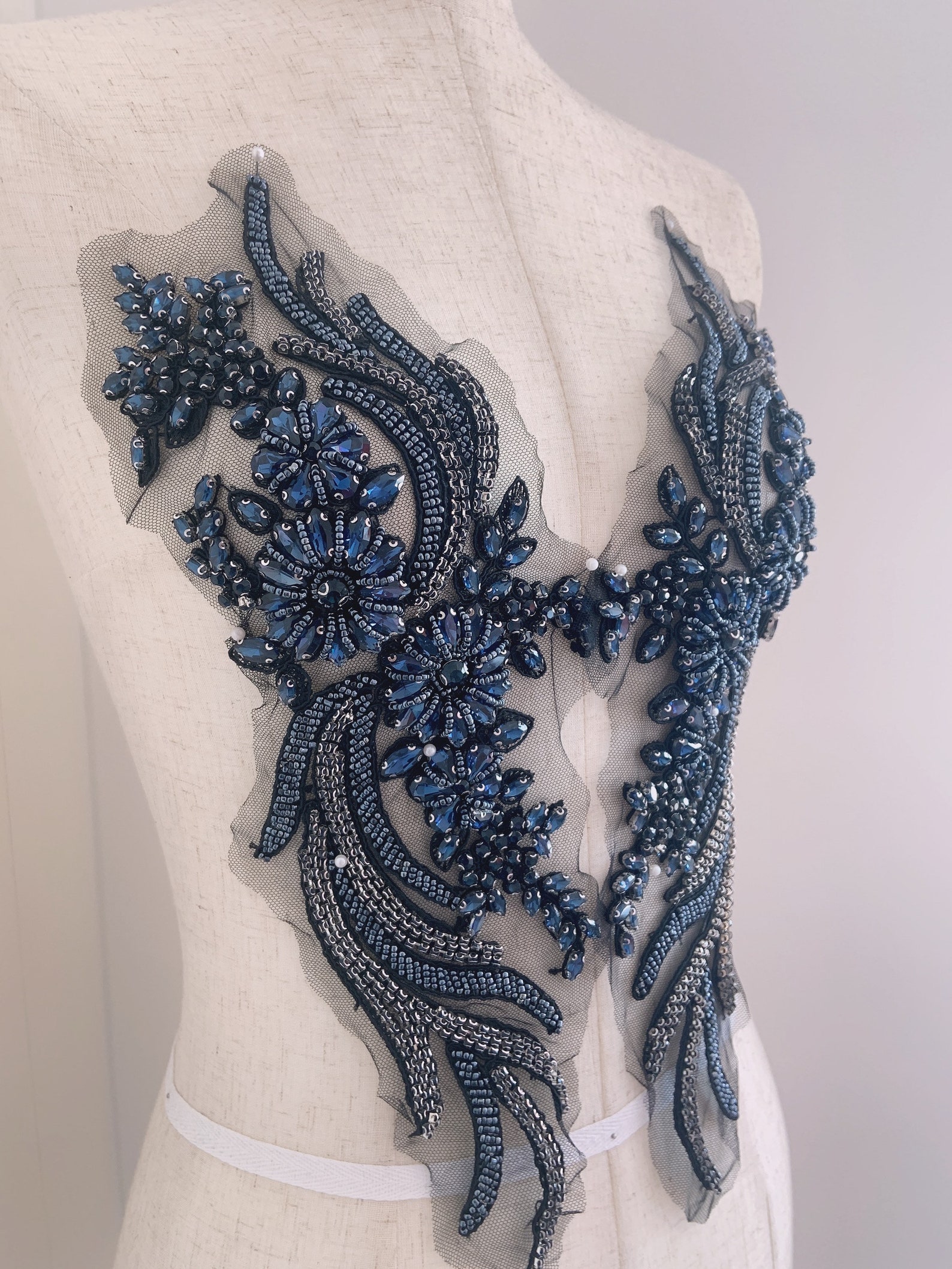 Red Rhinestone Applique, Crystal Bodice Patch, Hinestone Patch Applique ...