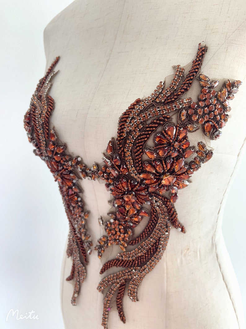 Red Rhinestone Applique Crystal Bodice Patch Heavy | Etsy