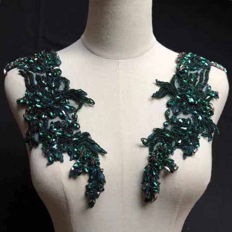 Blue Heavy Bead Motif Applique Handmade Bead Bodice Deluxe - Etsy