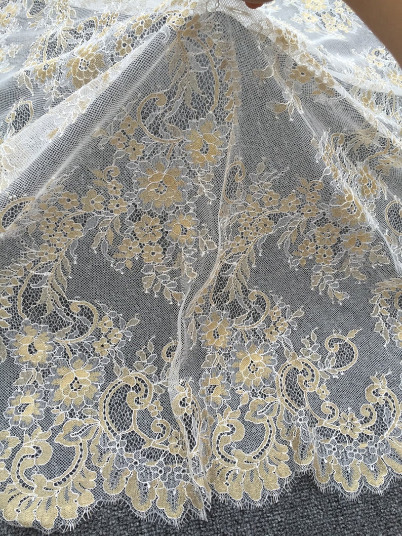Champagne Gold Chantilly Lace Fabric Lace Fabric for Bridal - Etsy