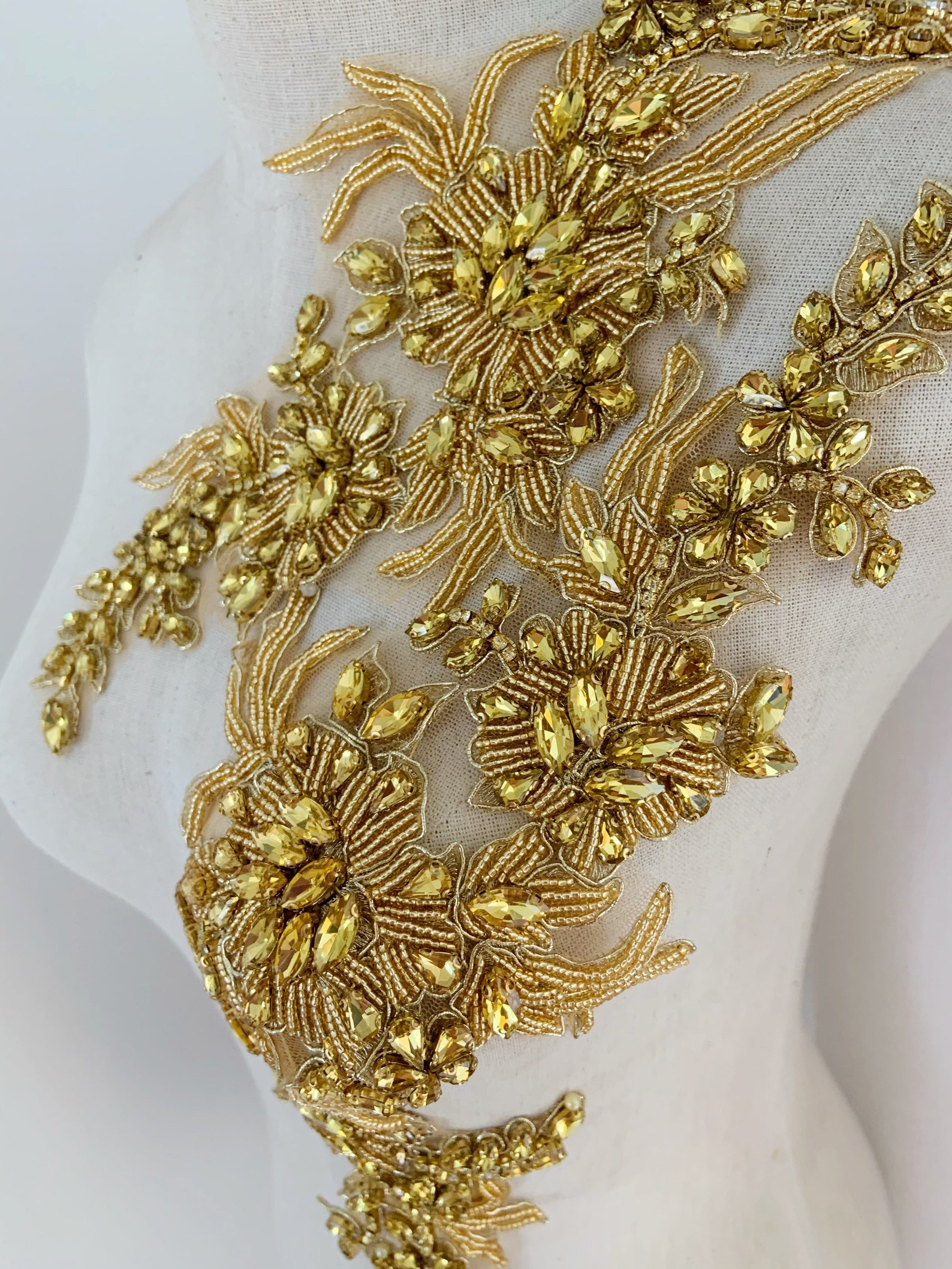 Gold Rhinestone Applique for Couture Costume Bridal Dress - Etsy