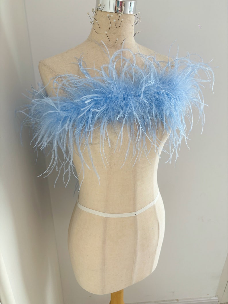 Light Baby Blue Feather Boa for Couture , Extra Puffy Ostrich Feather ...