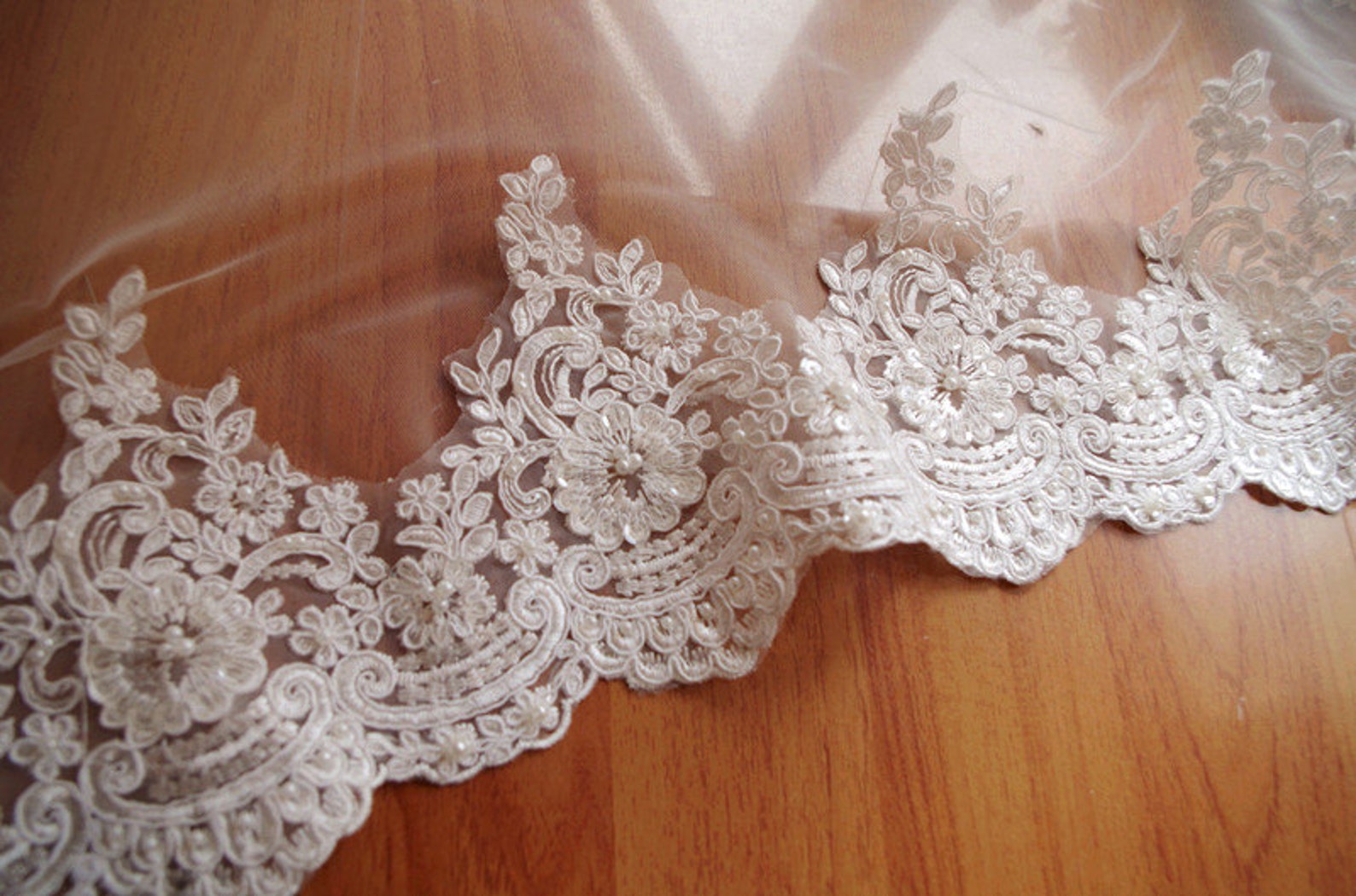 Pearl Beaded Lace Trim Bridal Lace Trim Ivory Alencon Lace - Etsy