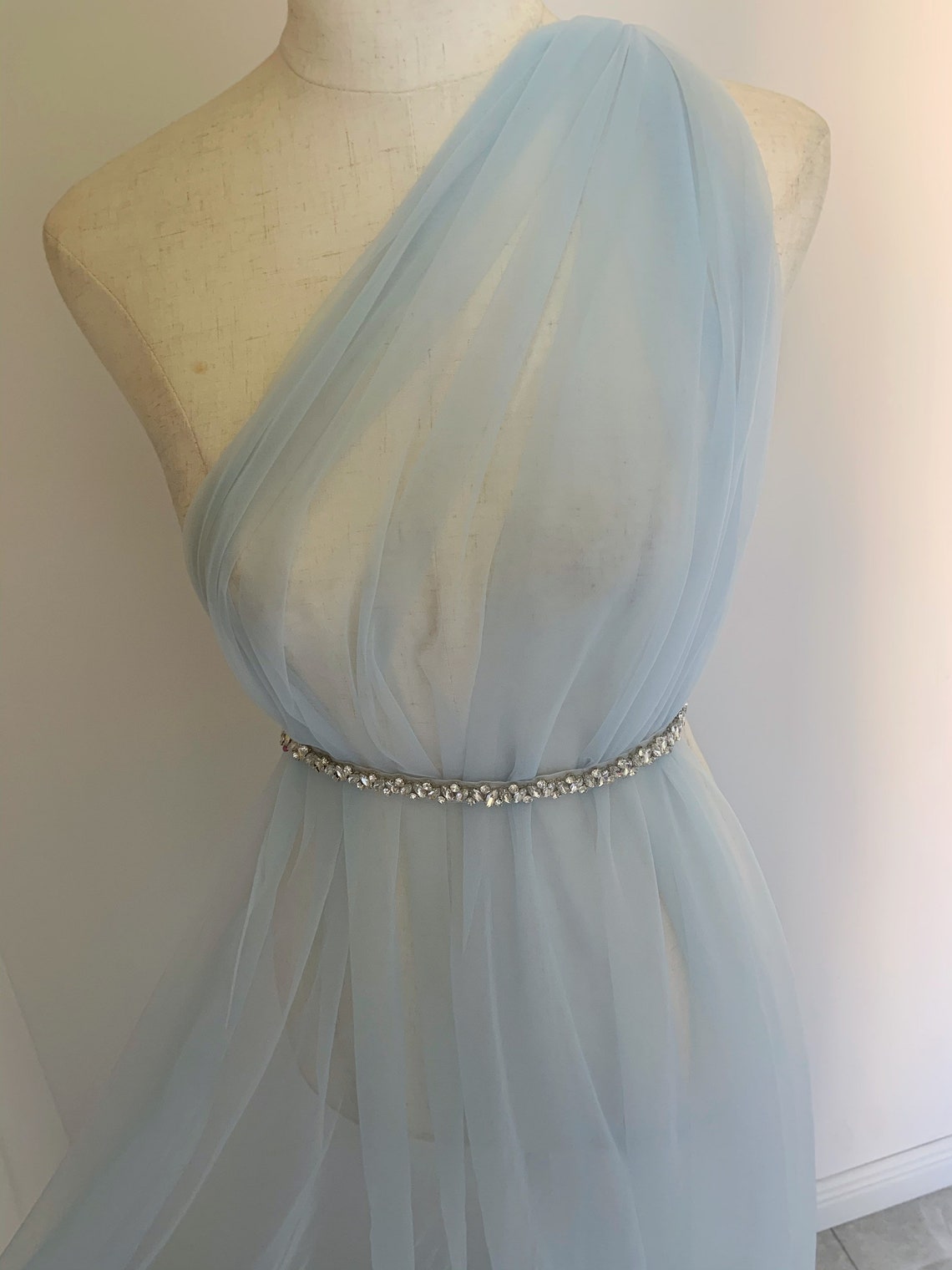 Pale Blue Milan Tulle Fabric, High Density Tulle Fabric, Extra Dense ...