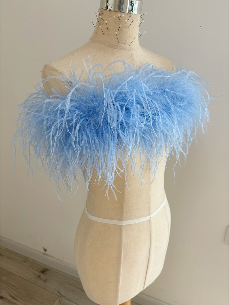 Light Baby Blue Feather Boa for Couture , Extra Puffy Ostrich Feather ...