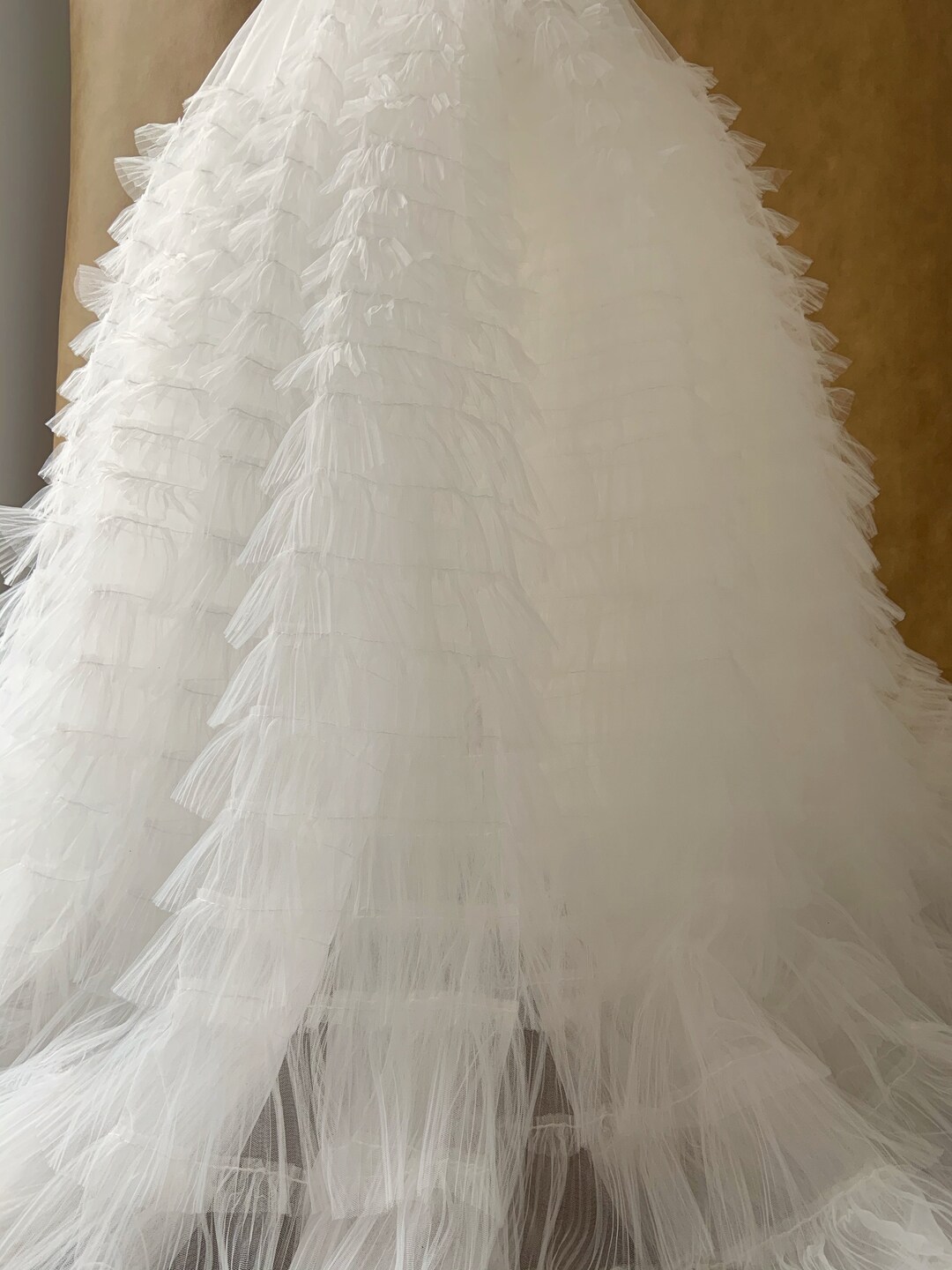 Big SALE off White Ruffle Fabric for Cake Dress, Frilled Fabric for ...