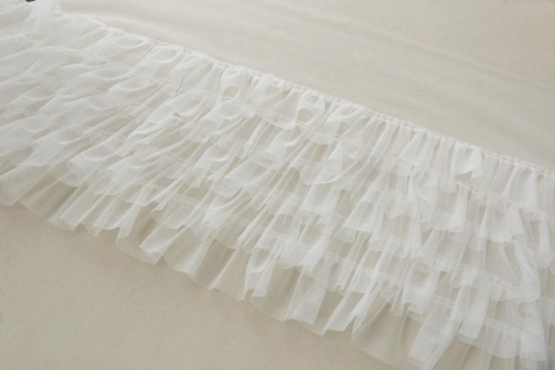 Off White Ruffled Tulle Trim, Pink Pleated Mesh Trim, Tutu Dress Fabric ...