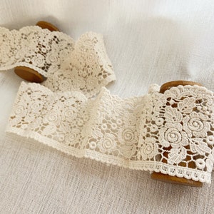 10 Yards Cotton Lace Trim, Vintage Style Lace Trim, Cotton Guipure Trim ...