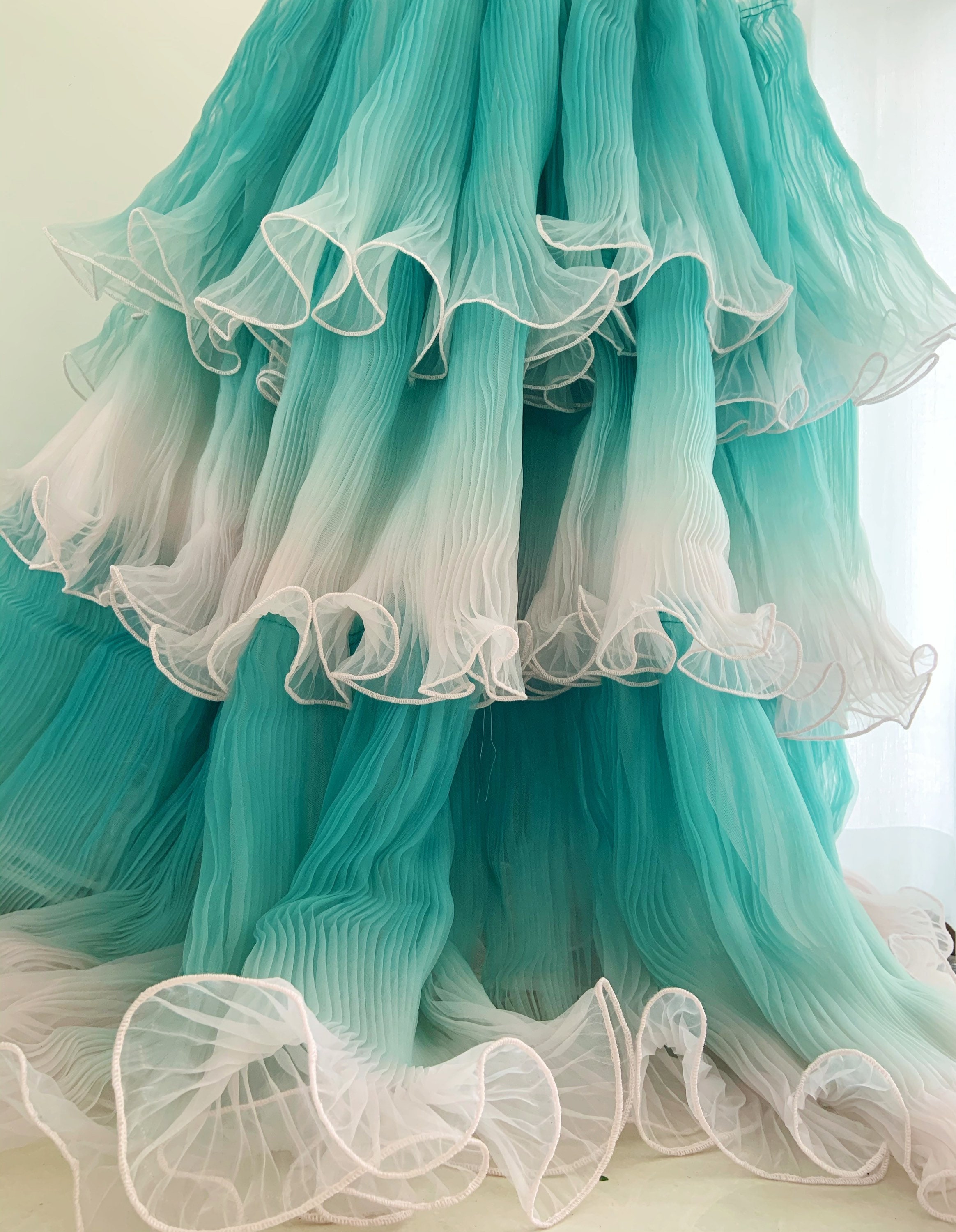 Pink organza ruffle Fabric for cake dress ombre colored | Etsy