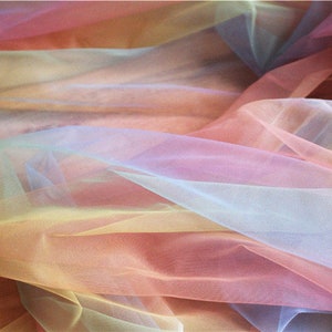 Dream Rainbow Tulle Fabric With Gradient Colors, Tie Dyed Style Tulle ...