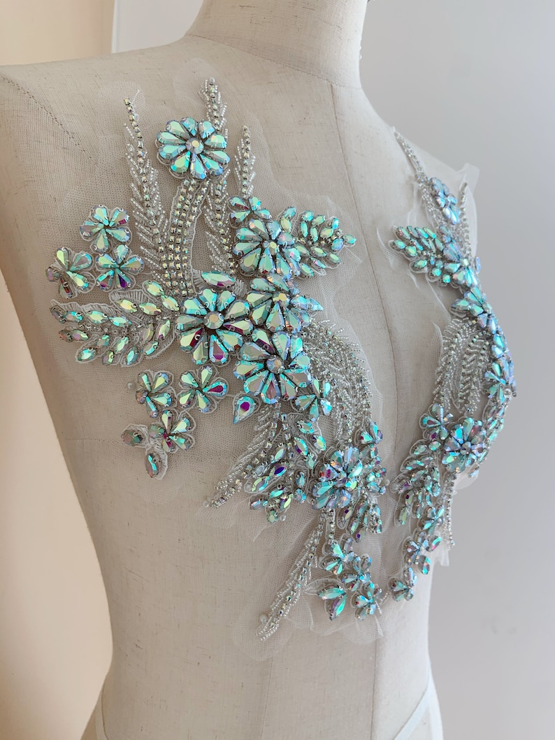 Iridescent Rhinestone Appliqué Sparkle Crystal Applique - Etsy
