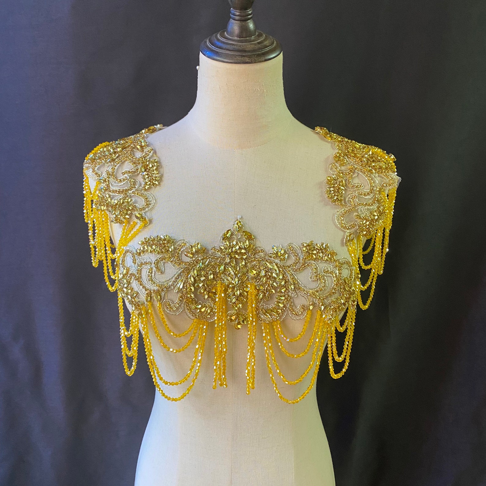 Rhinestone Applique for Bridal Cape Body Jewelry With Fringe - Etsy